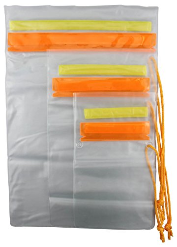 SE Set of 3 Waterproof Plastic Pouches with Hook and Loop Closure - TP126-3