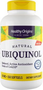 healthy origins ubiquinol (active form of coq10), 50 mg - activated form of coq10 - kaneka ubiquinol supplements for heart health & antioxidant support - gluten-free & non-gmo - 150 softgels