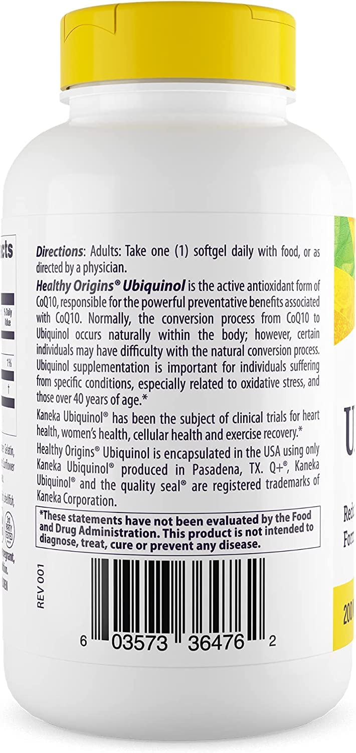 Healthy Origins Ubiquinol (Active form of CoQ10), 200 mg - Activated Form of CoQ10 - Kaneka Ubiquinol Supplements for Heart Health & Antioxidant Support - Gluten-Free & Non-GMO - 150 Softgels