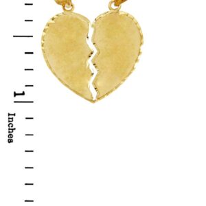 10k Yellow Gold Satin Finish Breakable Heart Charm Pendant, 0.8"