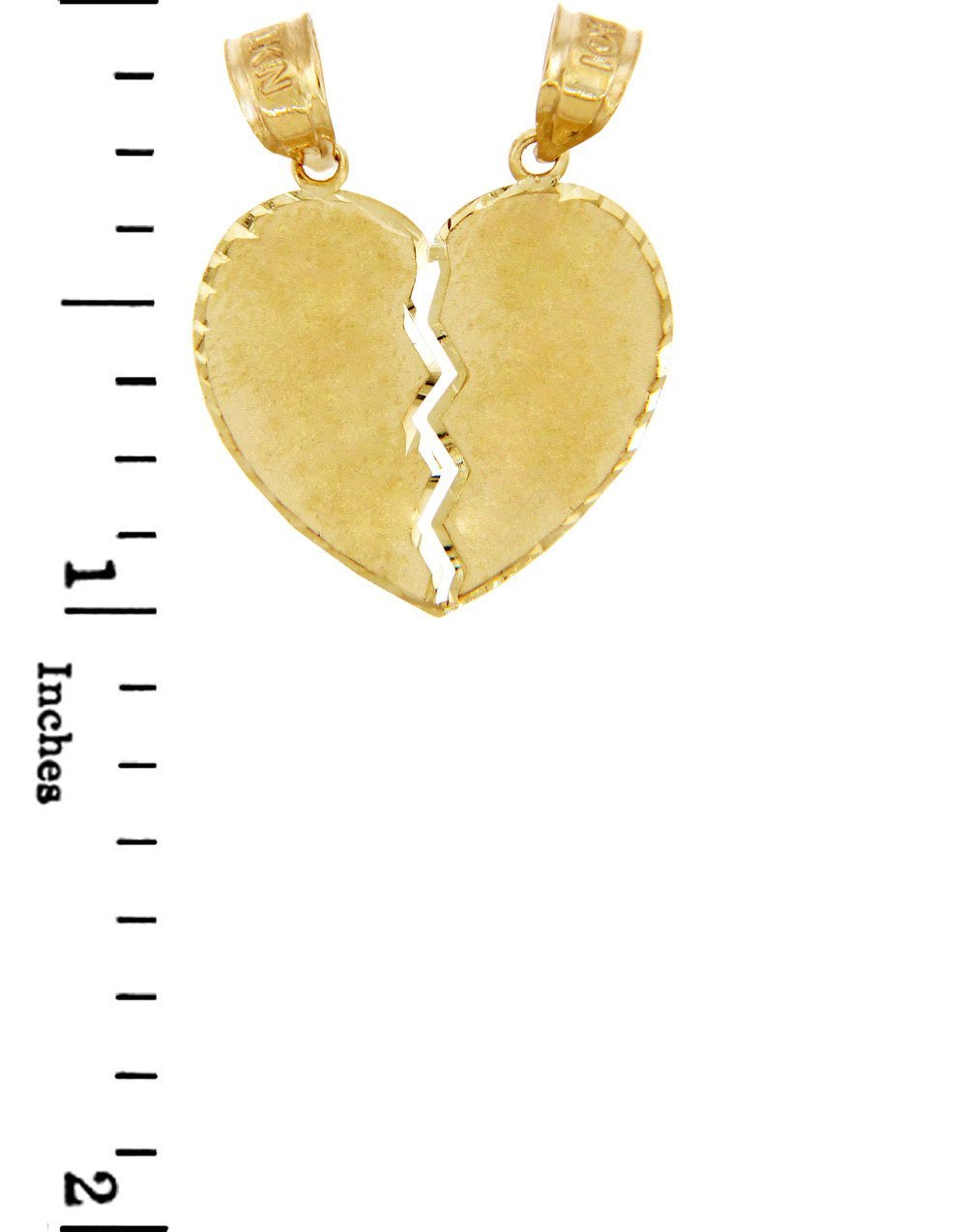 10k Yellow Gold Satin Finish Breakable Heart Charm Pendant, 0.8"