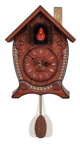 mark feldstein & associates traditional chalet style singing cardinal tabletop wall sound cuckoo clock