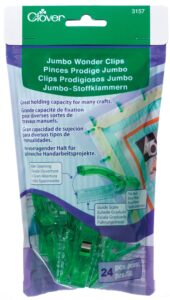 clover jumbo wonder clips 24 count, green