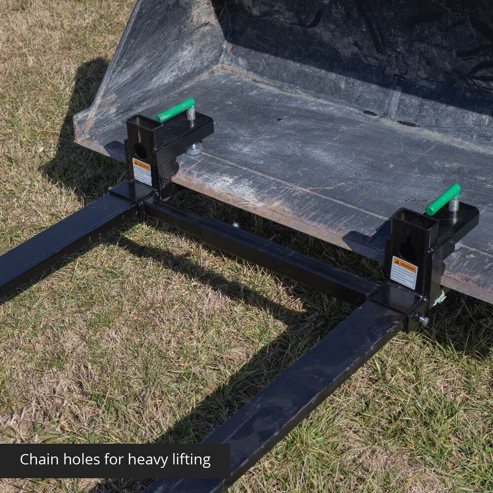 Titan Attachments Heavy-Duty 60" Clamp-on Pallet Forks with Adjustable Stabilizer Bar, 47" x 4" Fork Length, Rated 6,000 LB, Easy to Install on Loader or Skid Steer Bucket