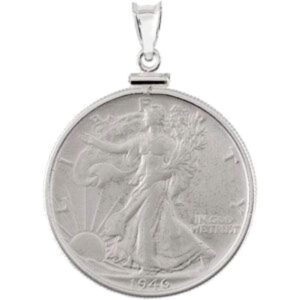 bonyak jewelry sterling silver walking liberty 1/2 dollar coin pendant