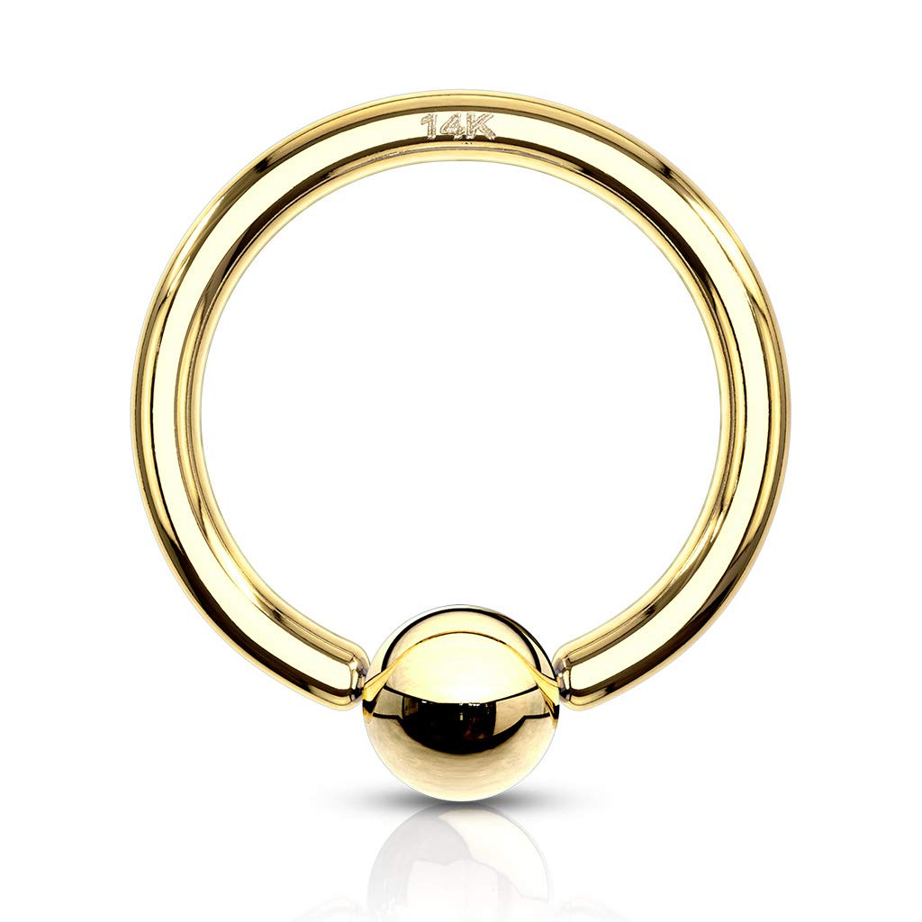 18 Gauge 3/8 Inch 3mm Bead 14K Solid Gold Captive Bead Ring Hoop CBR Body Jewelry C95