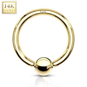 18 Gauge 3/8 Inch 3mm Bead 14K Solid Gold Captive Bead Ring Hoop CBR Body Jewelry C95