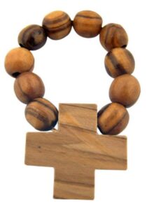 religious gifts mens womens catholic gift made in bethlehem brown olive wood bead one decade 1 7/8 inch rosary ring