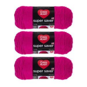 red heart e300-718 red heart super saver yarn - shocking pink