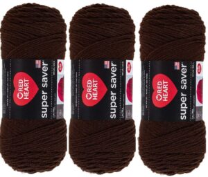 red heart super saver yarn (3-pack) coffee e300-365