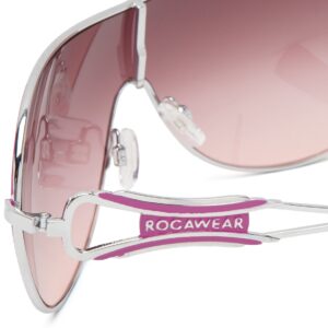 Rocawear Women's R452 Metal UV Protective Vented Temple Shield Sunglasses Gifts for Women with Flair 65 mm, Silver & Pink, mm US