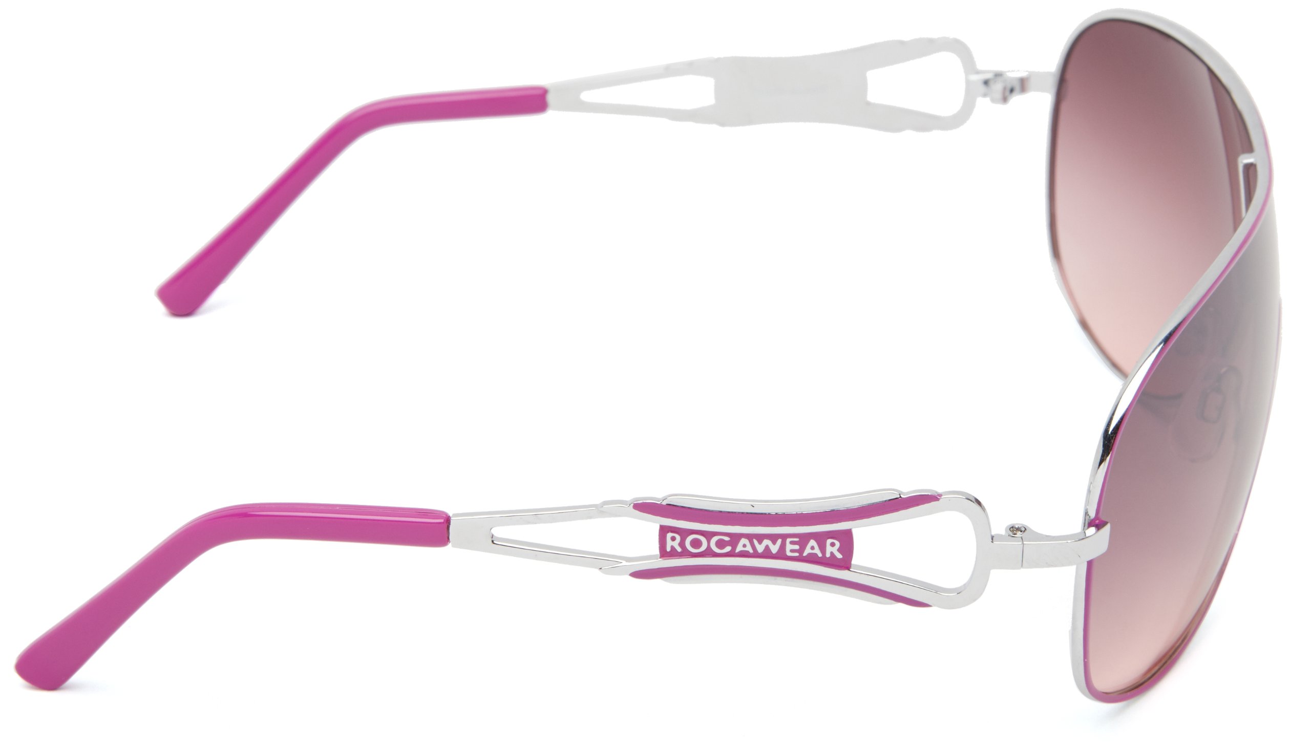 Rocawear Women's R452 Metal UV Protective Vented Temple Shield Sunglasses Gifts for Women with Flair 65 mm, Silver & Pink, mm US