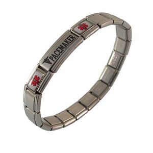 Gadow Jewelry Pacemaker Medical Bracelet Italian Charm Style Stretchy no Clasp Stainless Steel Any Size Awareness