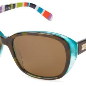 Kate Spade New York Women's Hilde Cat-Eye Sunglasses, Olive & Tortoise & Turquoise Polarized, 54 mm