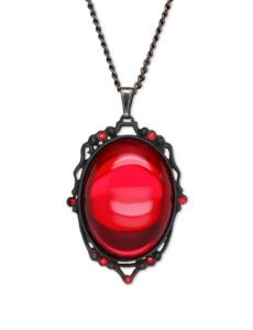 gothic blood red cabochon pendant necklace in matte black frame pendant necklace