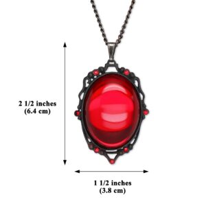 Gothic Blood Red Cabochon Pendant Necklace in Matte Black Frame Pendant Necklace