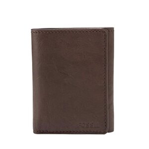 fossil men's ingram leather trifold with id window wallet, brown, (model: ml3289200)