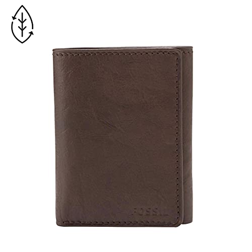 Fossil Men's Ingram Leather Trifold with ID Window Wallet, Brown, (Model: ML3289200)