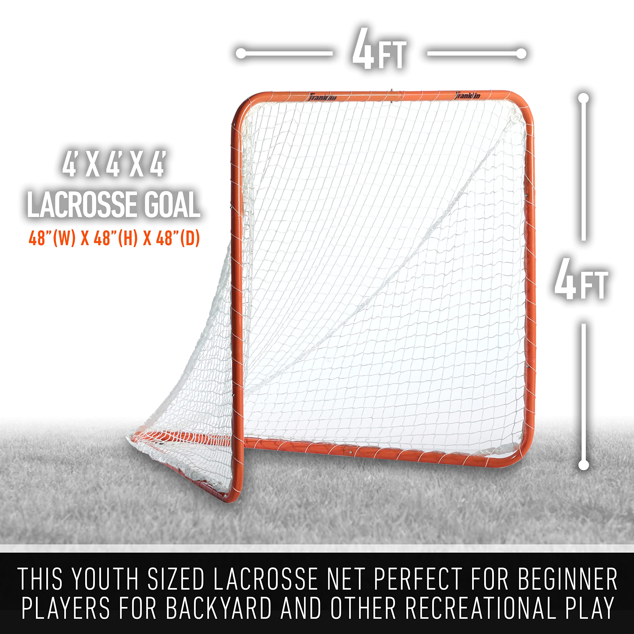 Franklin Sports Backyard Lacrosse Goal - Kids Lacrosse Net/ Equipment - Perfect for Youth Training - 48" x 48", orange