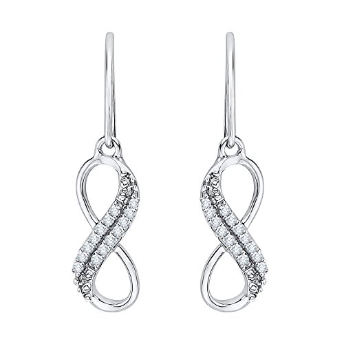 Diamond Infinity Dangle Earrings in Sterling Silver (1/10 cttw, J-K, SI2-I1)