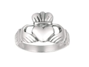 finejewelers sterling silver polished claddagh hands holding heart crown ring size 7