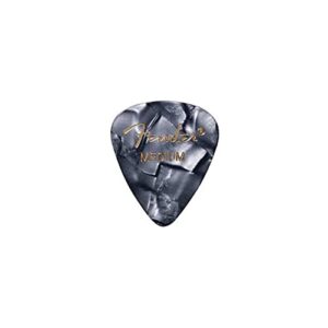 fender premium celluloid guitar picks 351 shape, black moto, medium, 12-pack