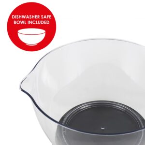 Salter 1024 SVDR14 Digital Kitchen Scale with Bowl- 2L Dishwasher Safe Mixing Bowl, Easy Dual Pour Wide & Narrow Spouts, Measure Liquids, Add & Weigh Function, Easy Read Display, 5kg Capacity, Silver