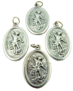 religious gifts lot of 4 silver tone archangel saint michael with angel back medal