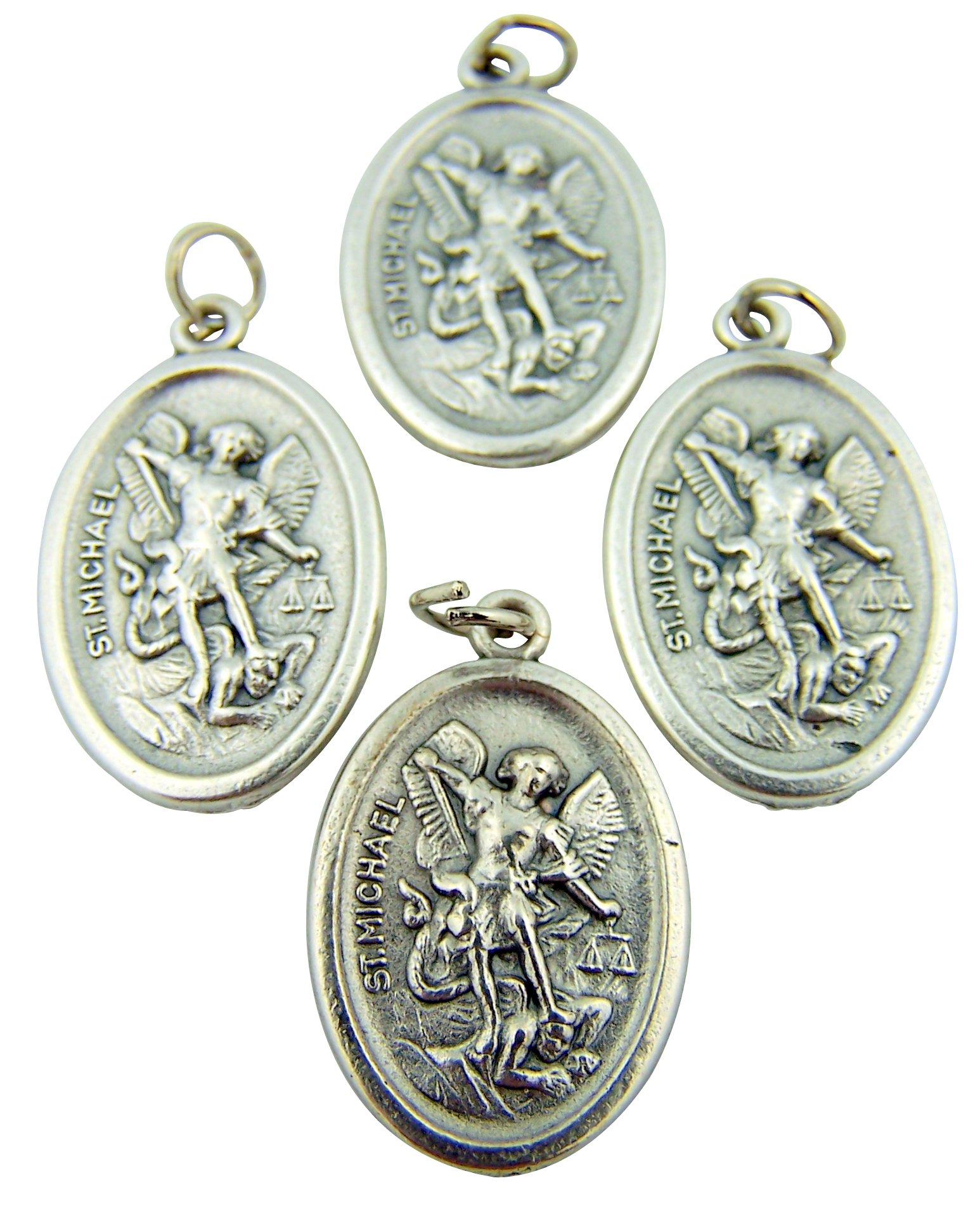 Religious Gifts Lot of 4 Silver Tone Archangel Saint Michael with Angel Back Medal