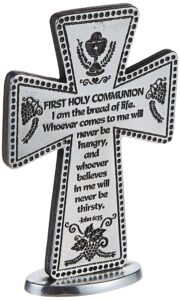 cathedral art (abbey & ca gift first holy communion standing message cross, 3-inch, pewter, 1.50" x 2.25"