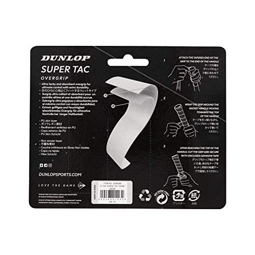 Dunlop Sports Super Tac Tennis Overgrip, 3-Pack, White