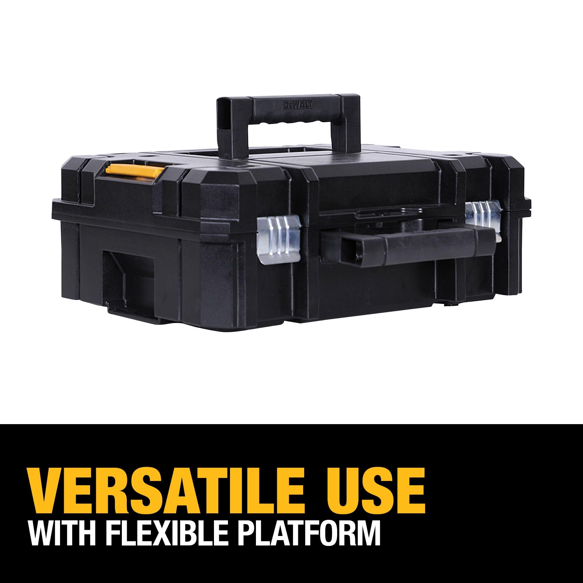 DEWALT TSTAK II Tool Box, 13 Inch, Flat Top, Holds Up To 66 lbs, Flexible Platforms for Stacking (DWST17807)