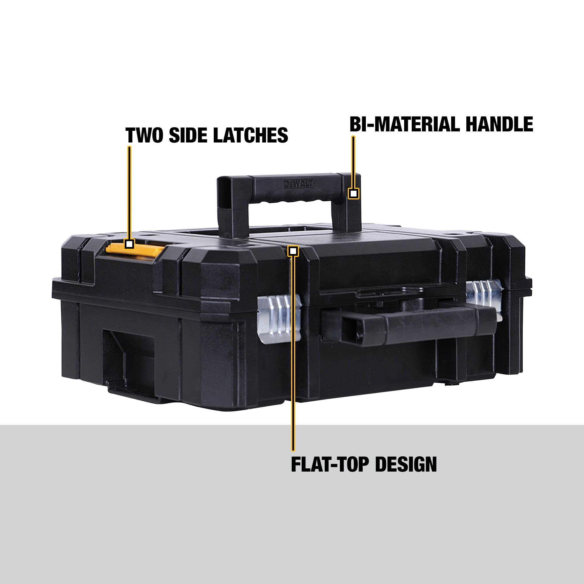 DEWALT TSTAK II Tool Box, 13 Inch, Flat Top, Holds Up To 66 lbs, Flexible Platforms for Stacking (DWST17807)