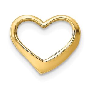 14k yellow gold hearts charm slide pendant, mini floating heart