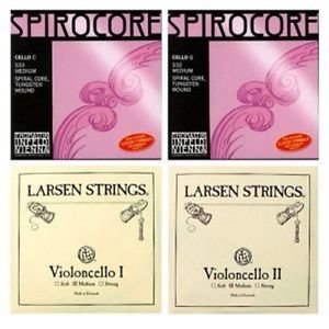 cello strings 4/4 set larsen medium a+d, spirocore tungsten g+c