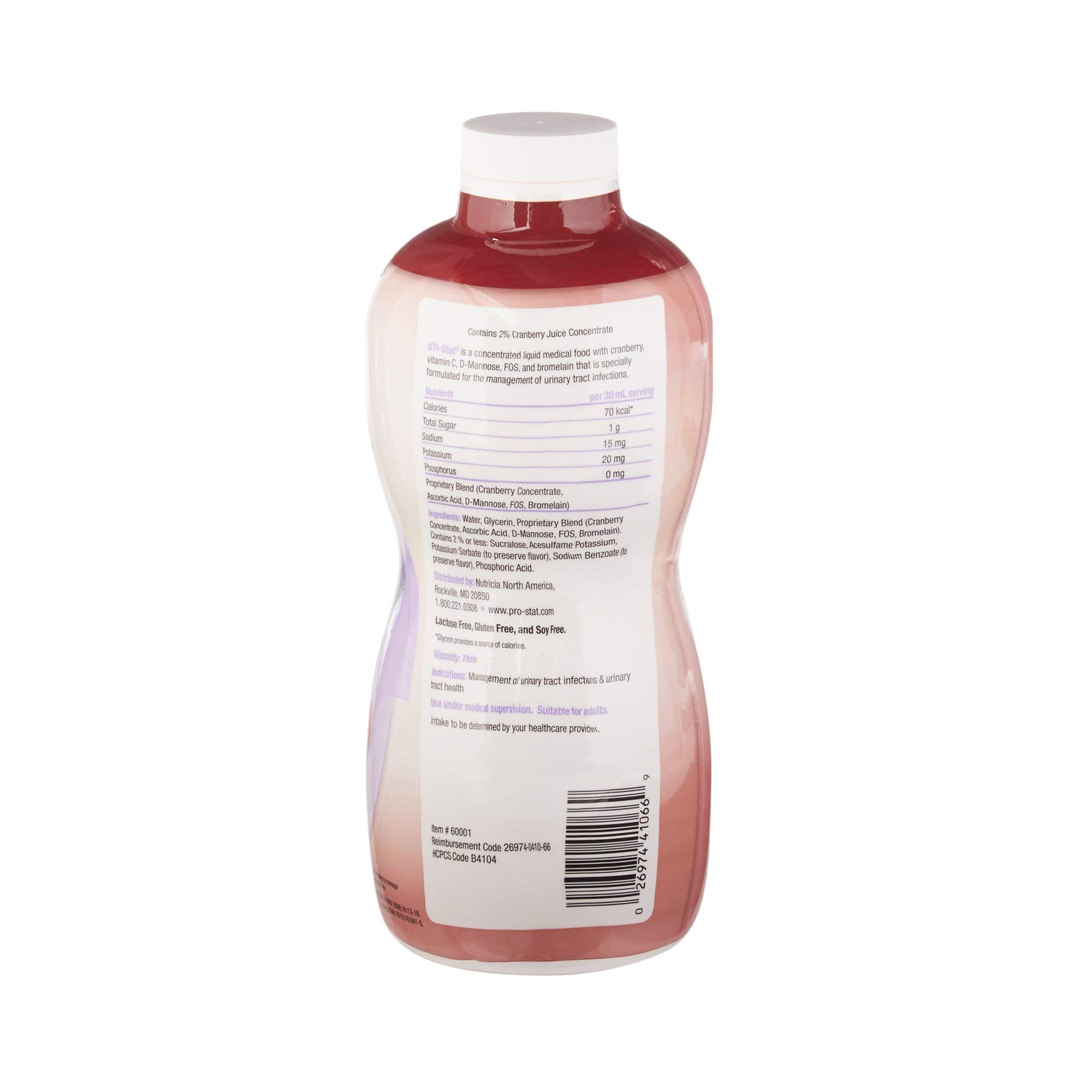 Nutricia - UTI-Stat Medical Food Providing 5 Key Nutrients For Urinary Tract Health - Cranberry Flavor, 30 Fl Oz Bottle