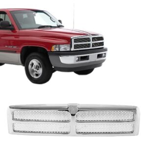 carpartsdepot grille grill chrome honeycomb mesh insert compatible with 1994-2002 dodge ram 1500 ram 2500 ram 3500 pickup truck fits ch1200178 55055252