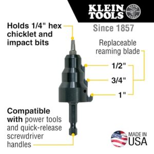 Klein Tools 85091 Power Conduit Reamer with Improved Bit Retention, 1/2-, 3/4- and 1-Inch, Made in USA