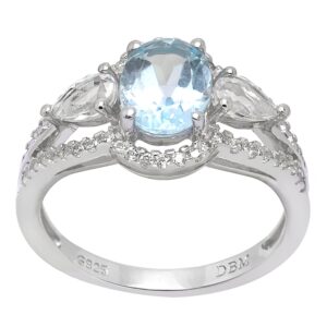 de buman sterling silver genuine blue topaz, white topaz and cubic zirconia ring, size 7