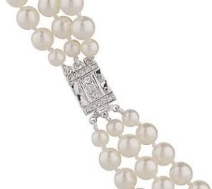 jacqueline jackie kennedy triple strand pearl necklace 20" in shell pearl…