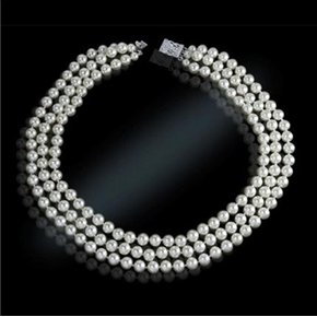 Jacqueline Jackie Kennedy Triple Strand Pearl Necklace 20" In Shell Pearl…