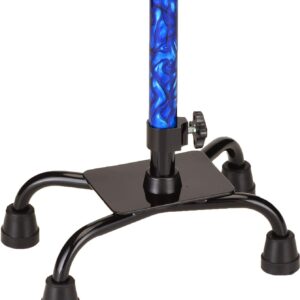 NOVA Designer Quad Cane, Lightweight Four Legged Walking Cane with Soft Grip Handle, Height (for users 4’11” - 6’4”) and Left or Right Adjustable, Blue Waves Design