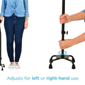 NOVA Designer Quad Cane, Lightweight Four Legged Walking Cane with Soft Grip Handle, Height (for users 4’11” - 6’4”) and Left or Right Adjustable, Blue Waves Design