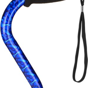 NOVA Designer Quad Cane, Lightweight Four Legged Walking Cane with Soft Grip Handle, Height (for users 4’11” - 6’4”) and Left or Right Adjustable, Blue Waves Design