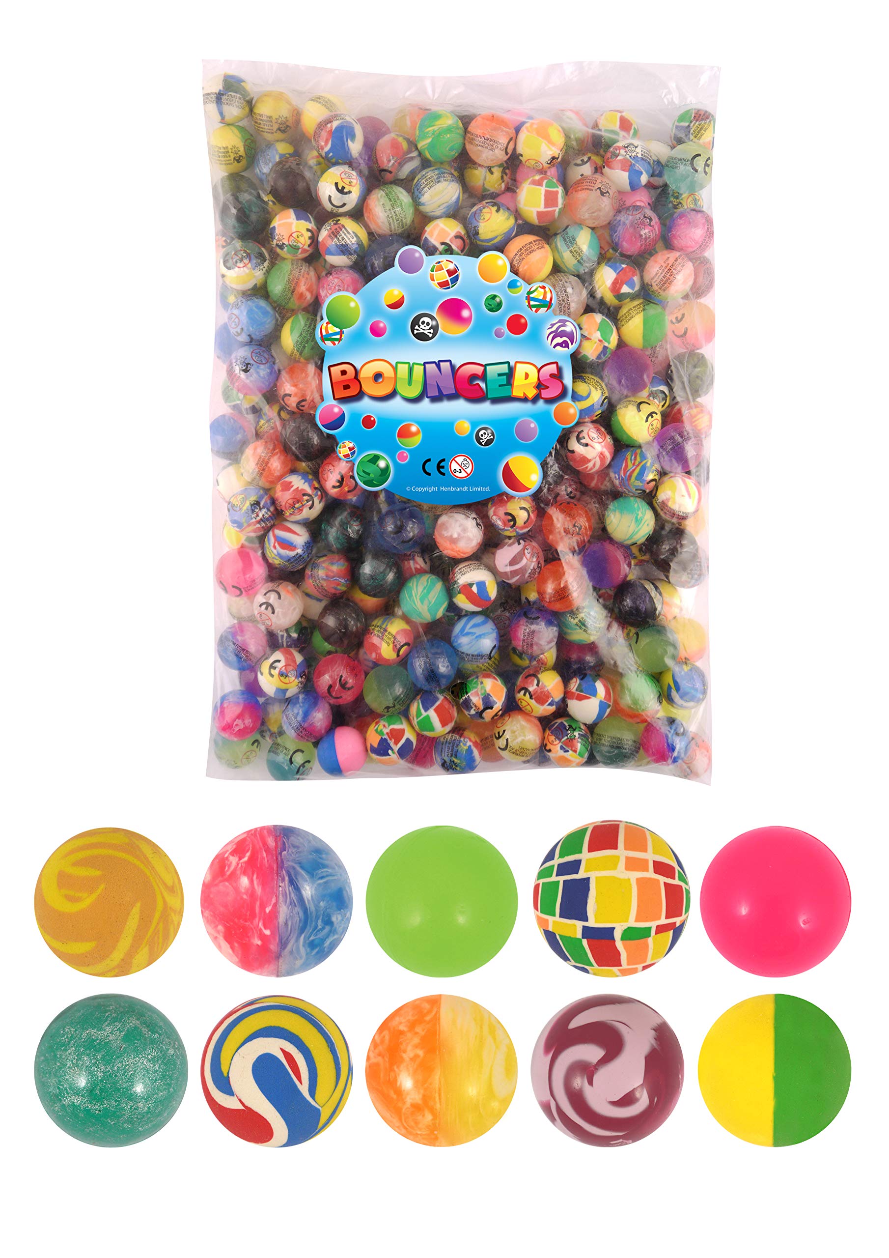 Henbrandt 10 Super Ball Bouncers,27mm,Jet Balls,Party Bag fillers, Classic