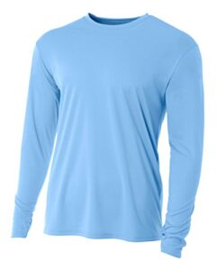 a4 mens cooling performance long sleeve crew, large, lt blue