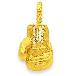 3D Sports Charm Golden Glove Boxing Pendant in 10k Gold