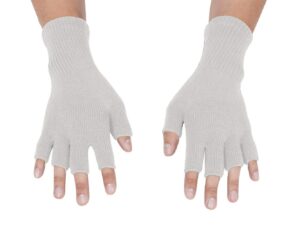 gravity threads unisex warm half finger stretchy knit fingerless gloves, white