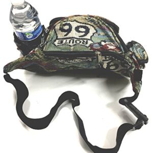 Explorer Large Polyester Waist Fanny Bag Purse Pack Men Women Girl Kids Outdoors Running Climbing Cute Fashion Waterproof Water Bottle Holder (Large/16 x 6 x 4-Inch, Route66)