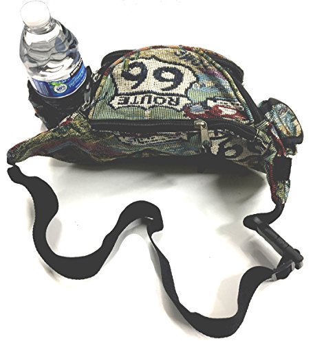 Explorer Large Polyester Waist Fanny Bag Purse Pack Men Women Girl Kids Outdoors Running Climbing Cute Fashion Waterproof Water Bottle Holder (Large/16 x 6 x 4-Inch, Route66)